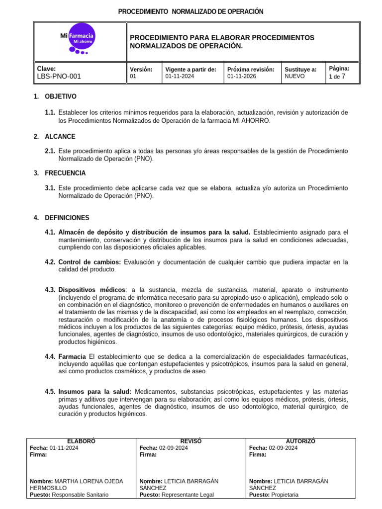 Guía para Crear PNO en Farmacia | PDF | Farmacia | Dispositivo médico