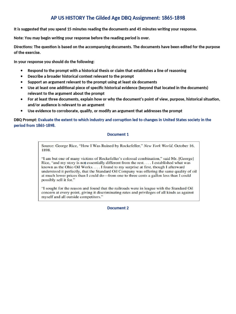 A6.04.1 The Gilded Age DBQ Assignment | PDF