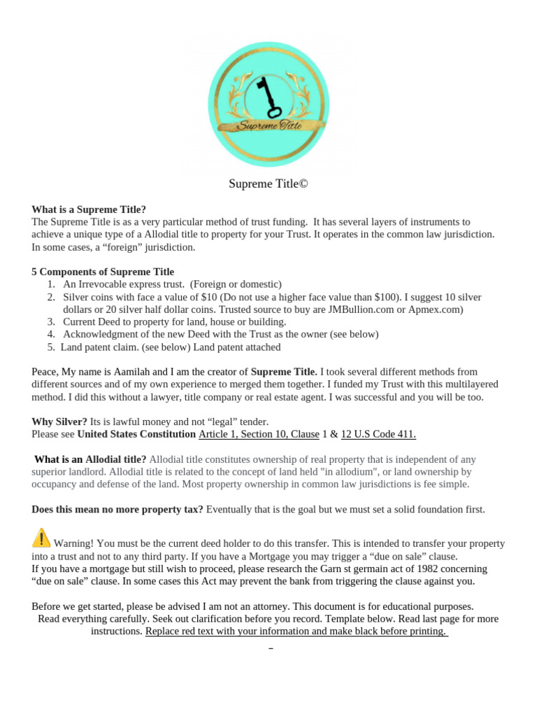 Supreme Title Temp For Download 2xihfw | PDF | Deed | Notary Public