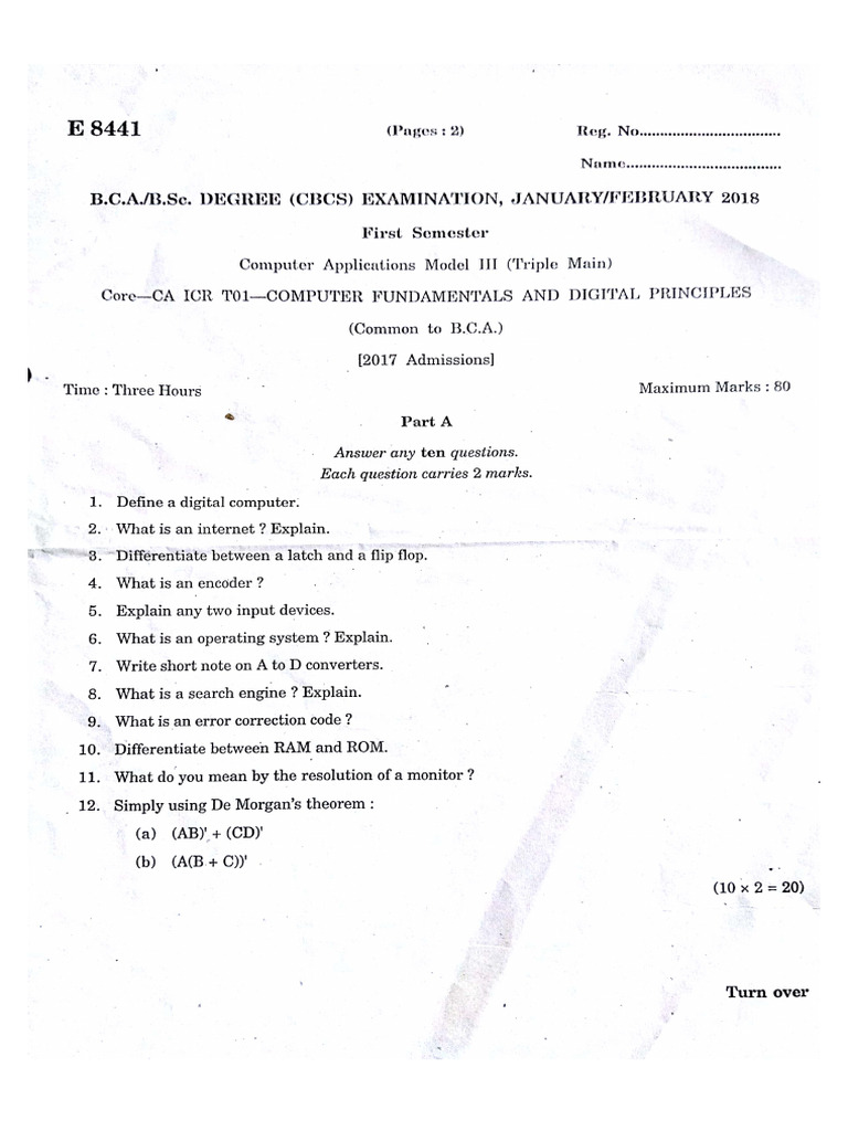 Computer Fundamentals and Digital Priciples 2018 | PDF