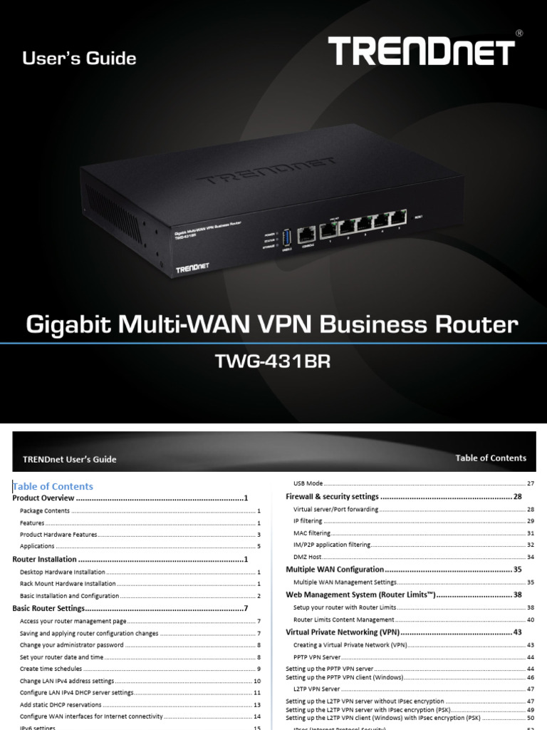 Ug TWG-431BR (V1) | PDF | Virtual Private Network | Ip Address