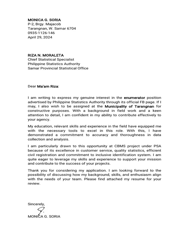 App-Letter-PSA | PDF