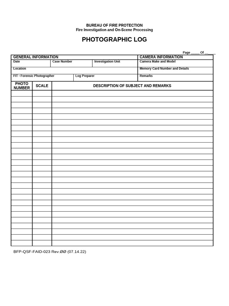 Photographic Log | PDF