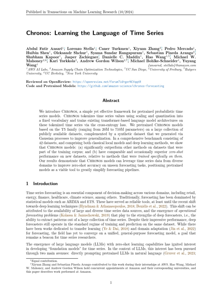 Chronos | PDF | Time Series | Forecasting