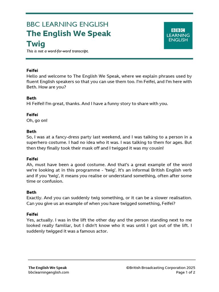 Tews Twig Transcript | PDF | English Language
