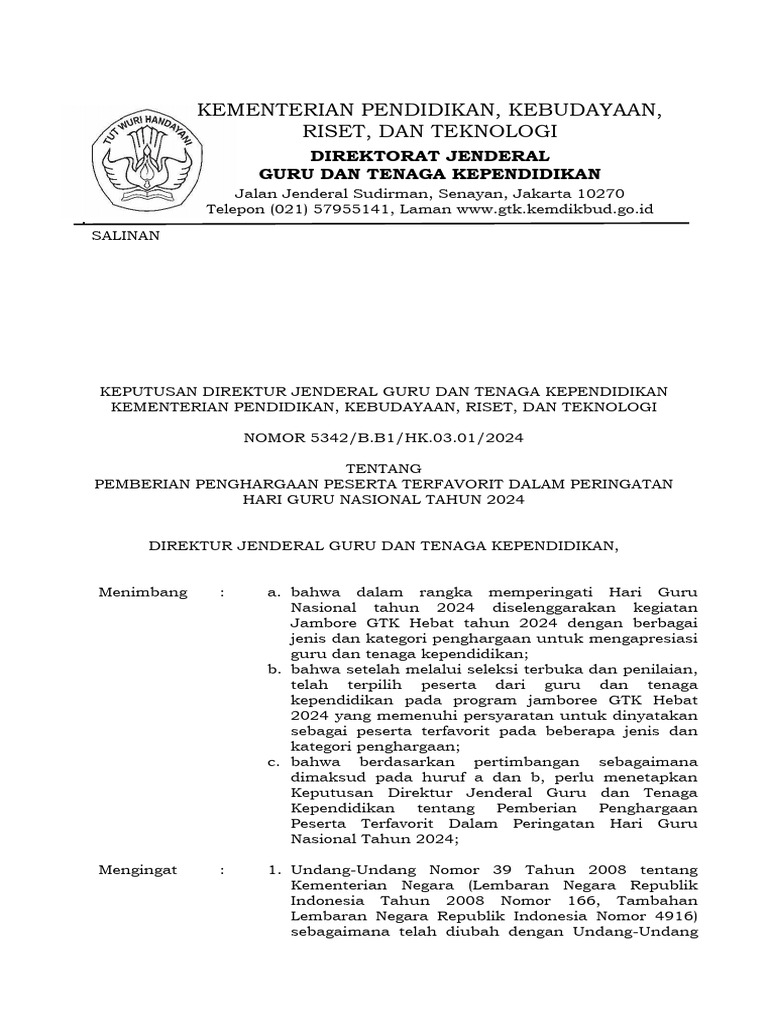 Iwan Leonard Deku, SST.,GR Juara GTK SMK DedikatifFavorit Nasional 2024 Salinan Kepdirjen ...