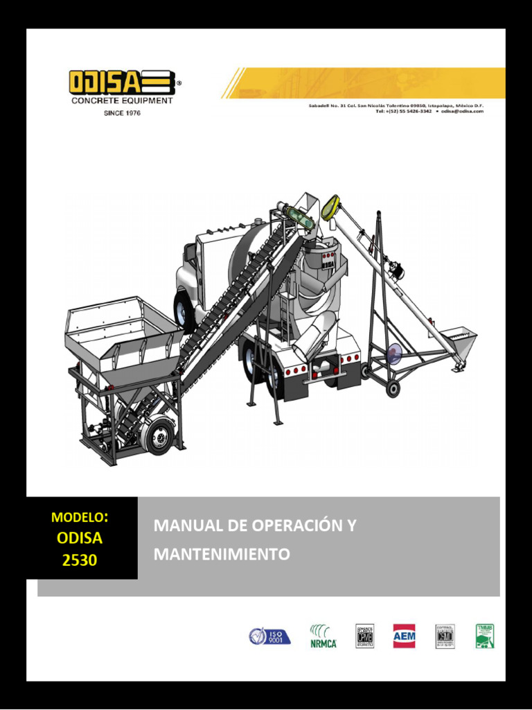 Manual Odisa 2530 2016 Operacion, Mantto y Partes | PDF | Hormigón ...