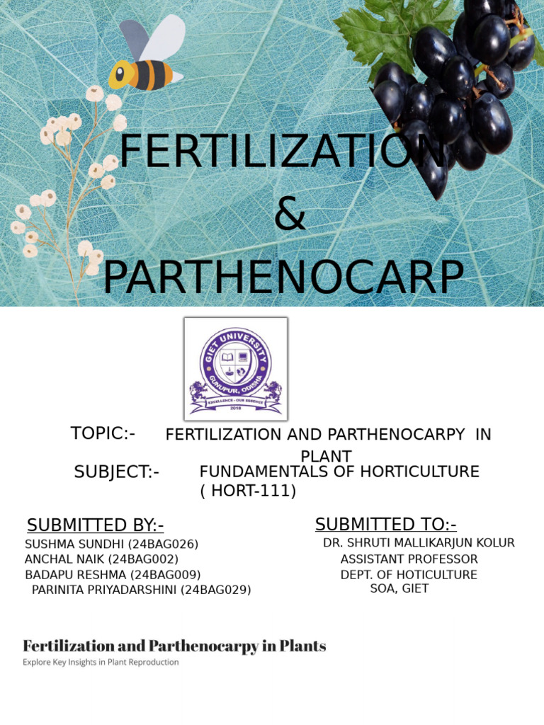 Fertilization and Parthenocarpy in Plants | PDF