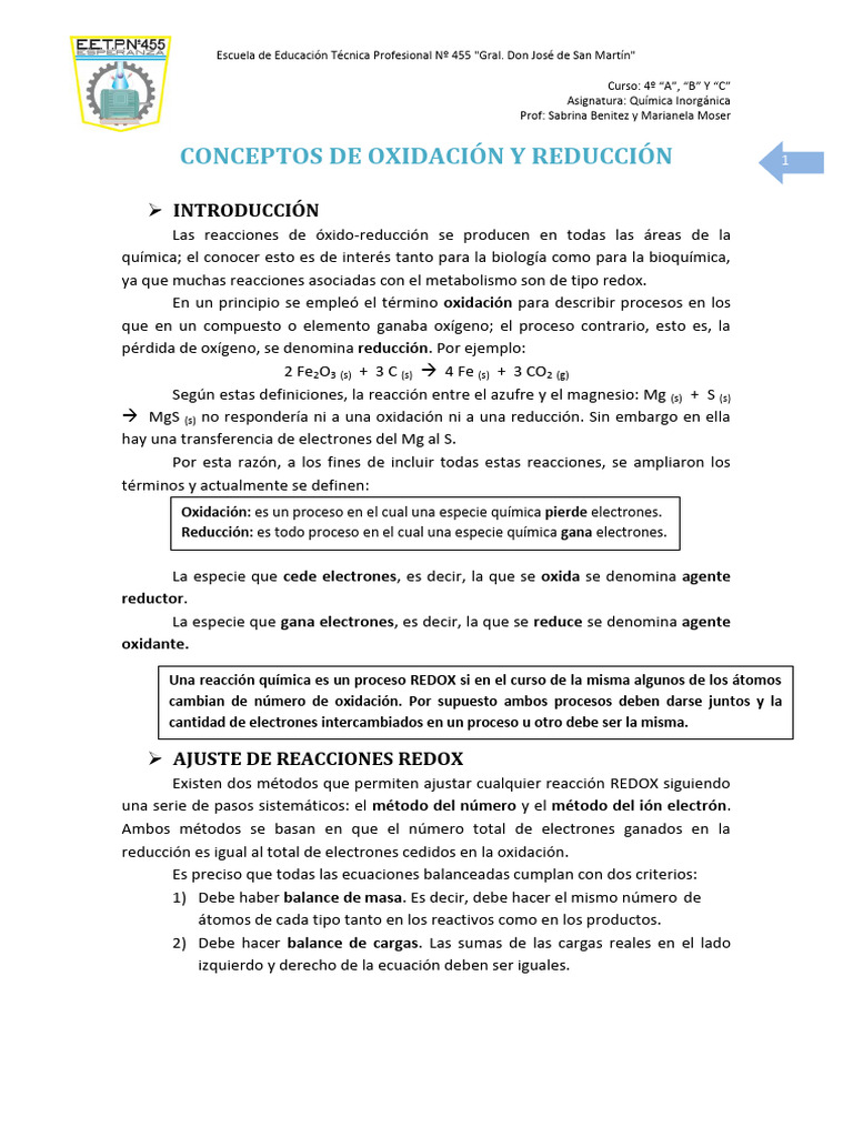 Apunte Redox | PDF | Redox | Química