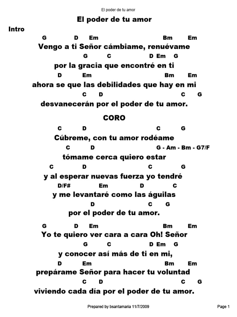 Letras de "El Poder de Tu Amor" | PDF