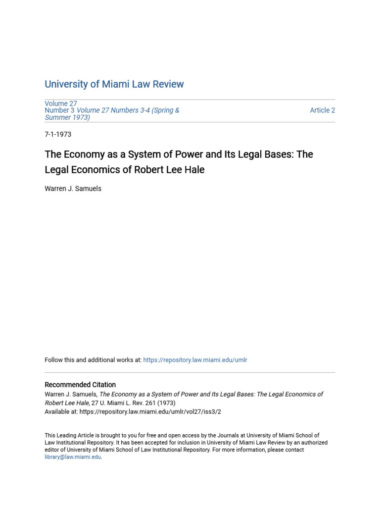 The Economy as a System of Power and Its Legal Bases_ the Legal E | PDF ...