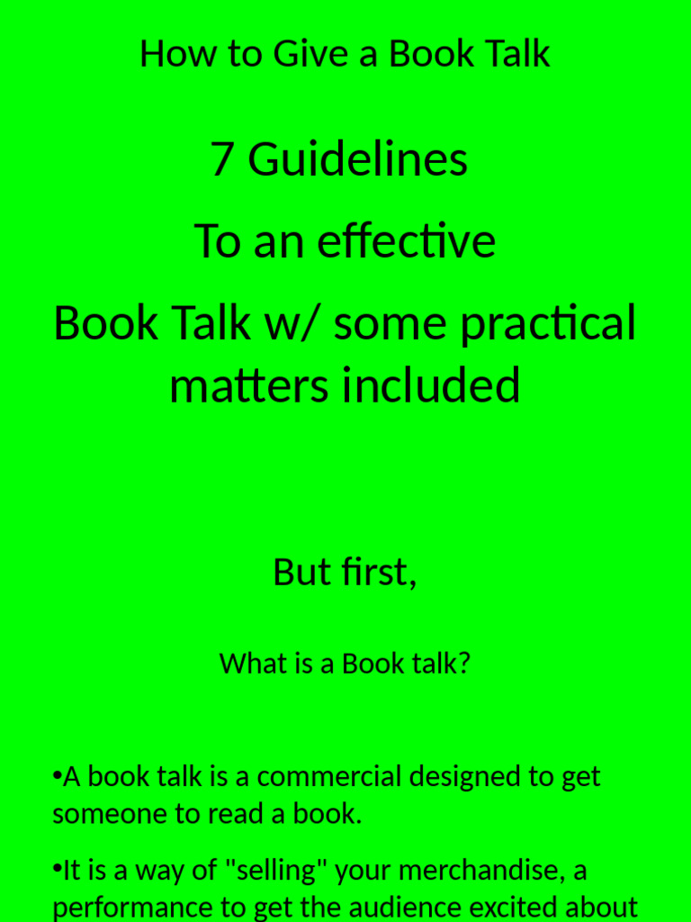 How to Give a Book Talk | PDF | Human Communication