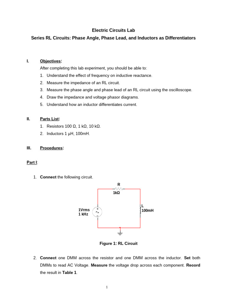 Connecting RL Circuits in Lab Experiment | PDF | Electrical Impedance ...