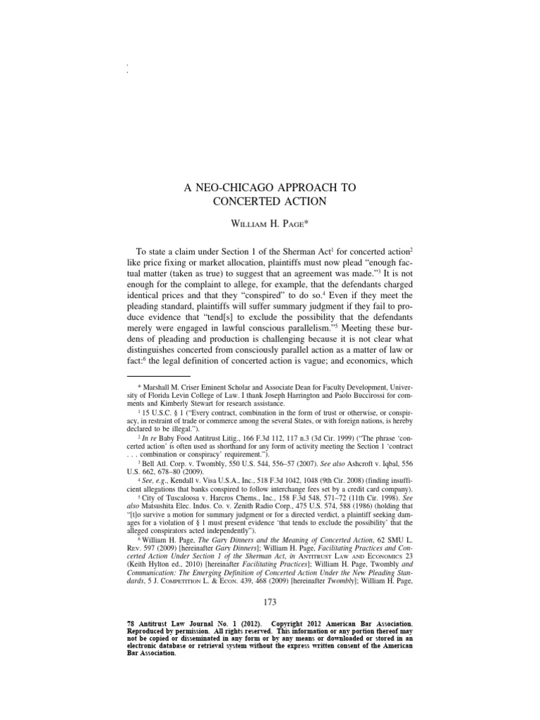 Page Concerted Action | PDF | Oligopoly | Sherman Antitrust Act