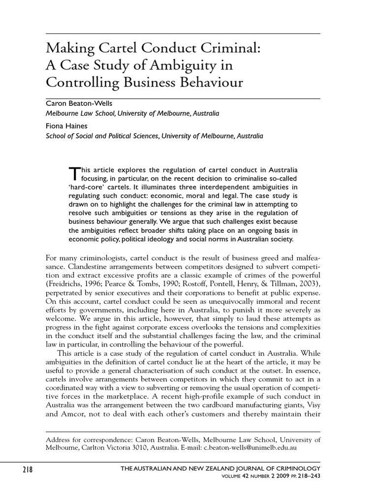 BeatonWellsandHainesMakingCartelConductCriminalANZJC2 | PDF ...
