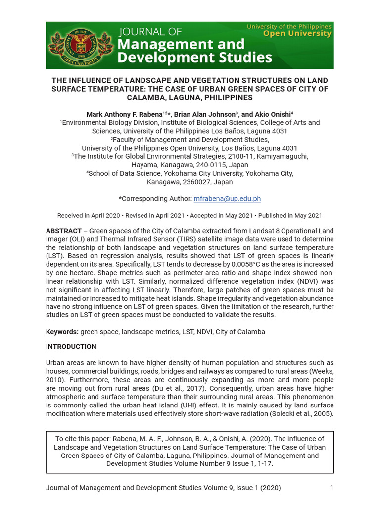 JMDS Vol9 1 A1 Rabena Full Paper | PDF | Area | Earth Sciences