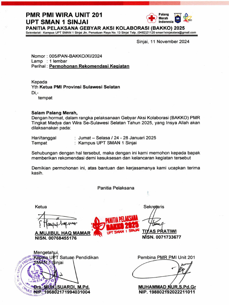 Surat Rekomendasi PMI Provinsi | PDF
