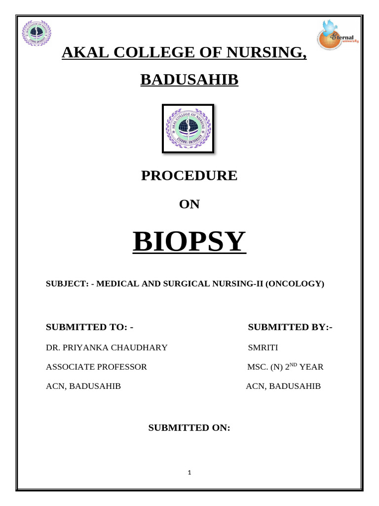 Smriti Procedure On Biopsy | PDF | Biopsy | Skin