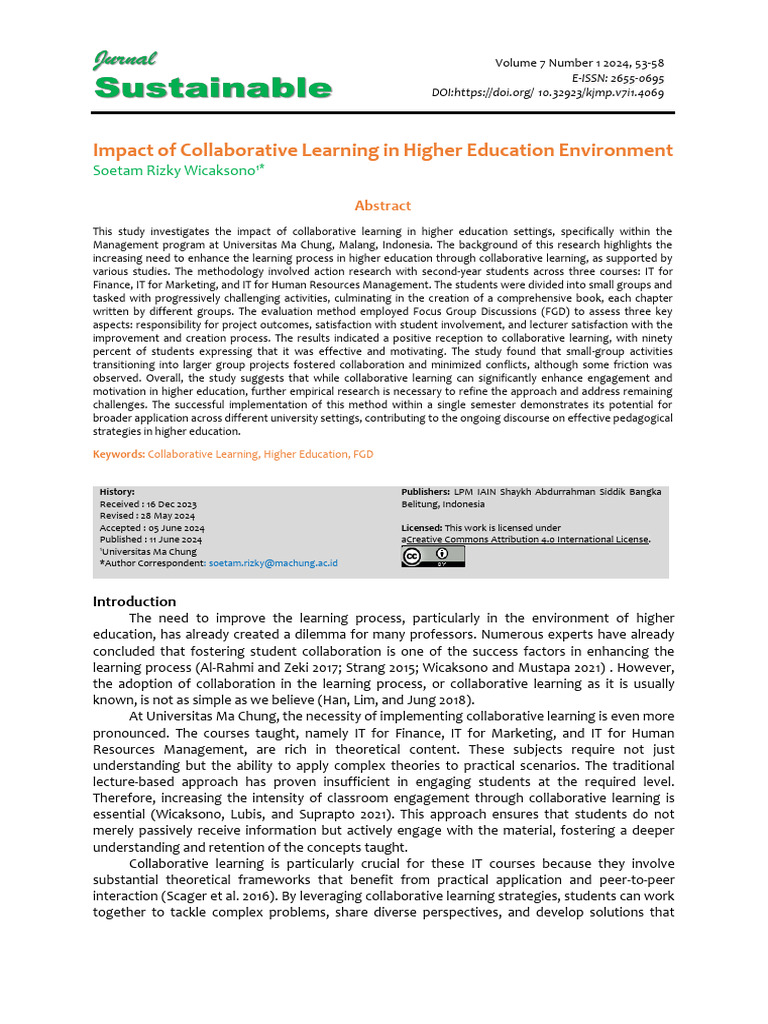 Impact of Collaborative Learning in Higher Education 15y0dfes1u | PDF ...
