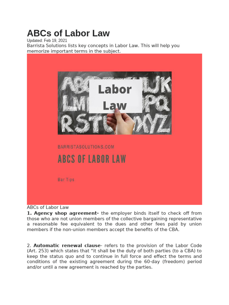 ABCs of Labor Law | PDF | Employment | Collective Bargaining