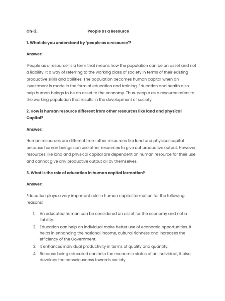 People as a Resource Explained | PDF | Human Capital | Capital (Economics)