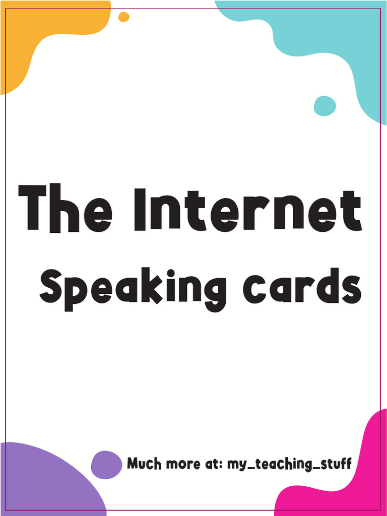 The Internet Speaking Cards My Teaching Stuff | PDF