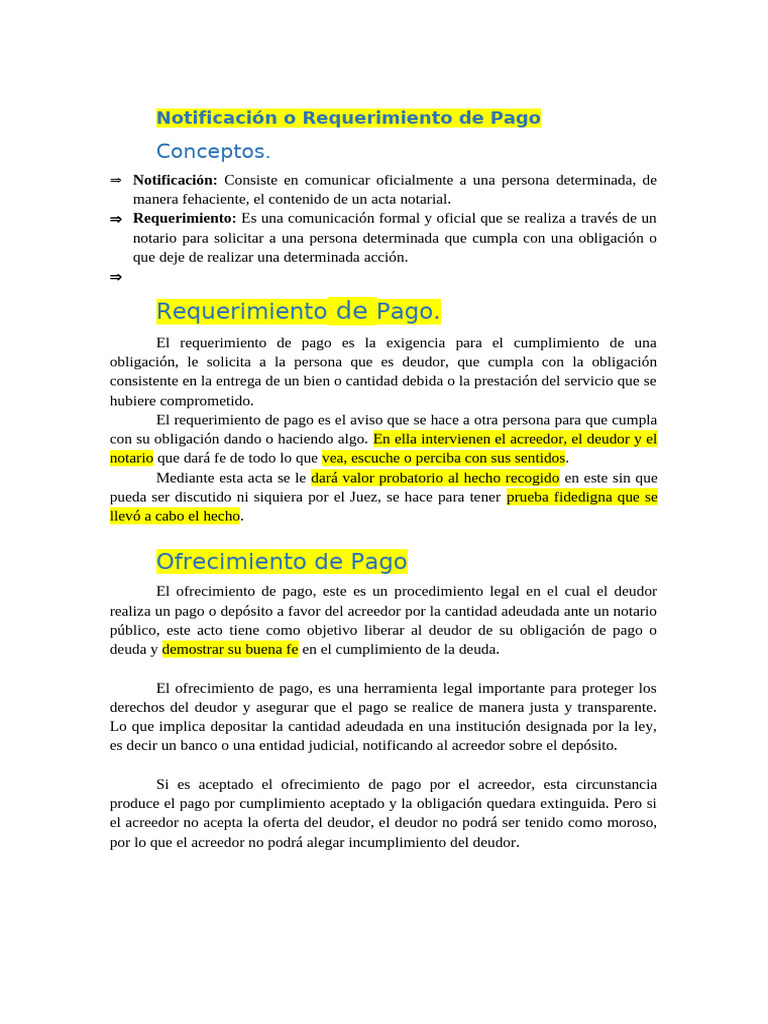 Notificación o Requerimiento de Pago | PDF | Pagos
