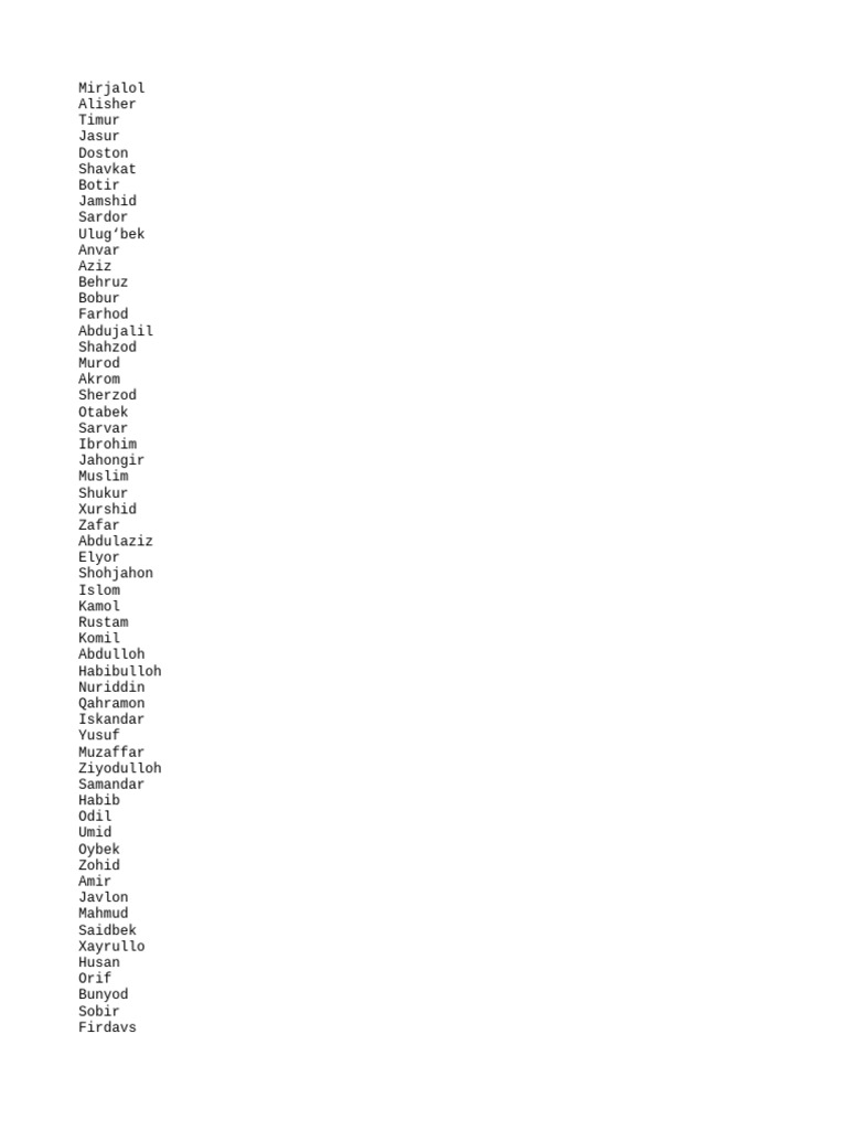 Uzbek Names | PDF