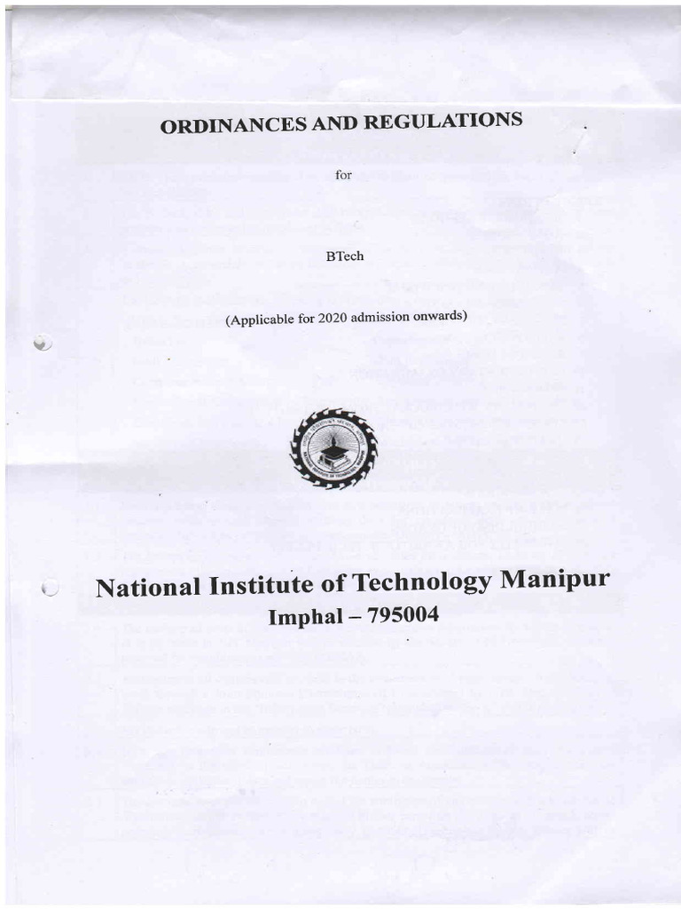 BTech Ordinance 2020 001 | PDF | Academic Term | Engineering