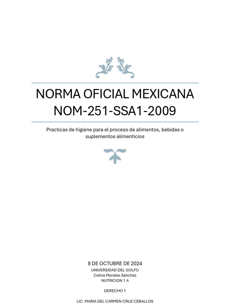 Norma Oficial Mexicana Nom 251 | PDF | Alimentos | Seguridad alimenticia