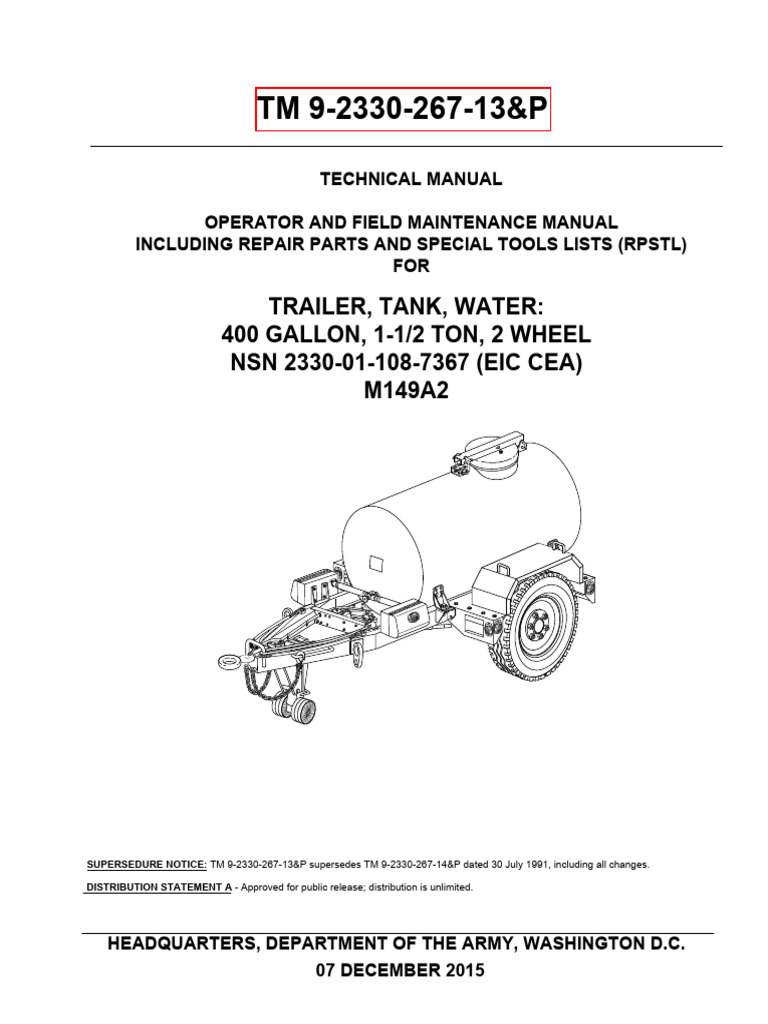 M149A2 Water Trailer Safety Warnings | PDF | Trailer (Vehicle) | Brake