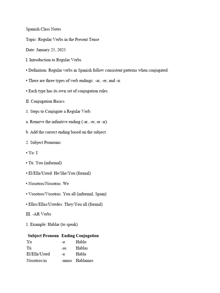 Spanish Notes | PDF