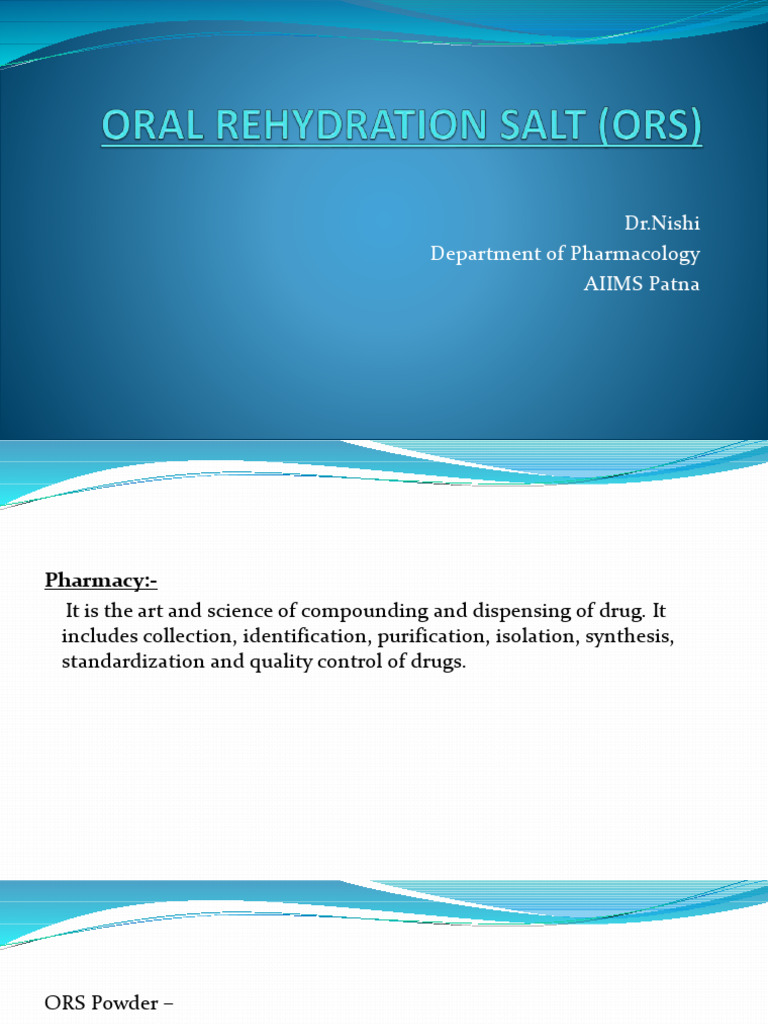 Oral Rehydration Salt (1) - 1 | PDF | Diarrhea | Dehydration
