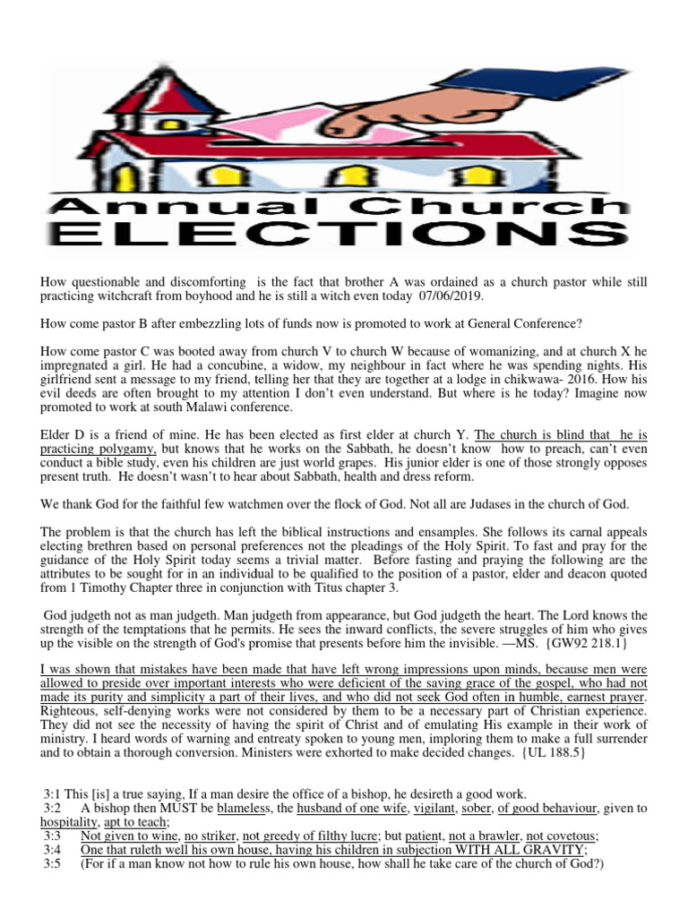 On Church Elections | PDF | Elder (Christianity)