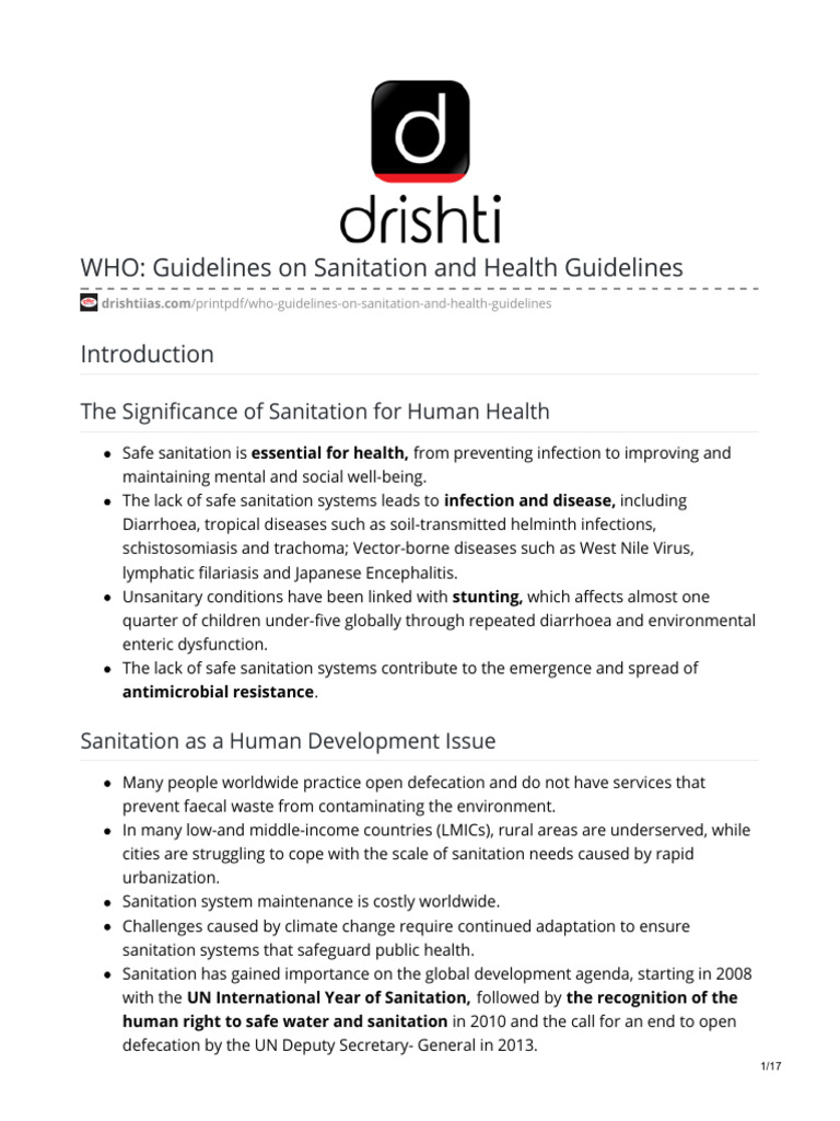 Who Guidelines On Sanitation and Health Guidelines | PDF | Sanitation ...