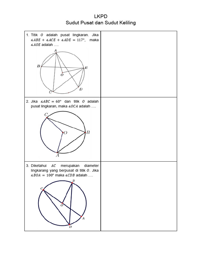 LKPD Sudut Pusat Dan Sudut Keliling | PDF