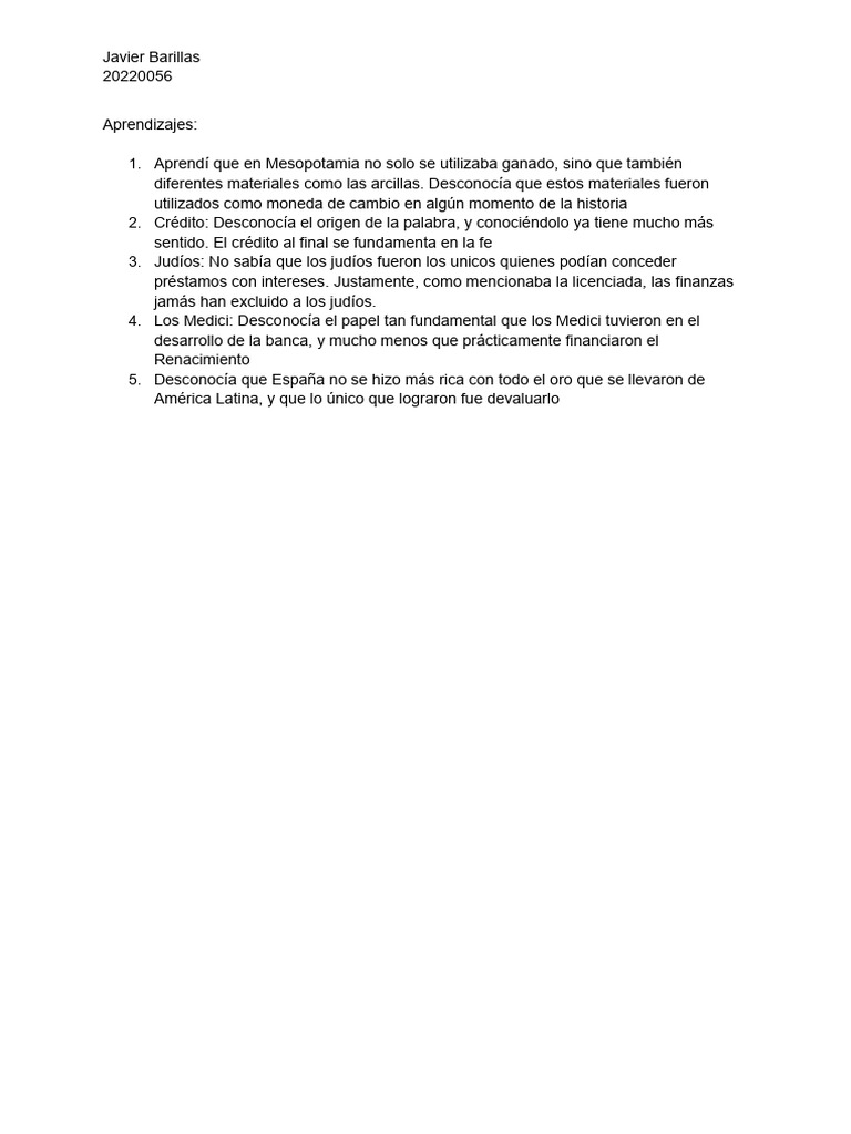 Aprendizajes Dinero | PDF