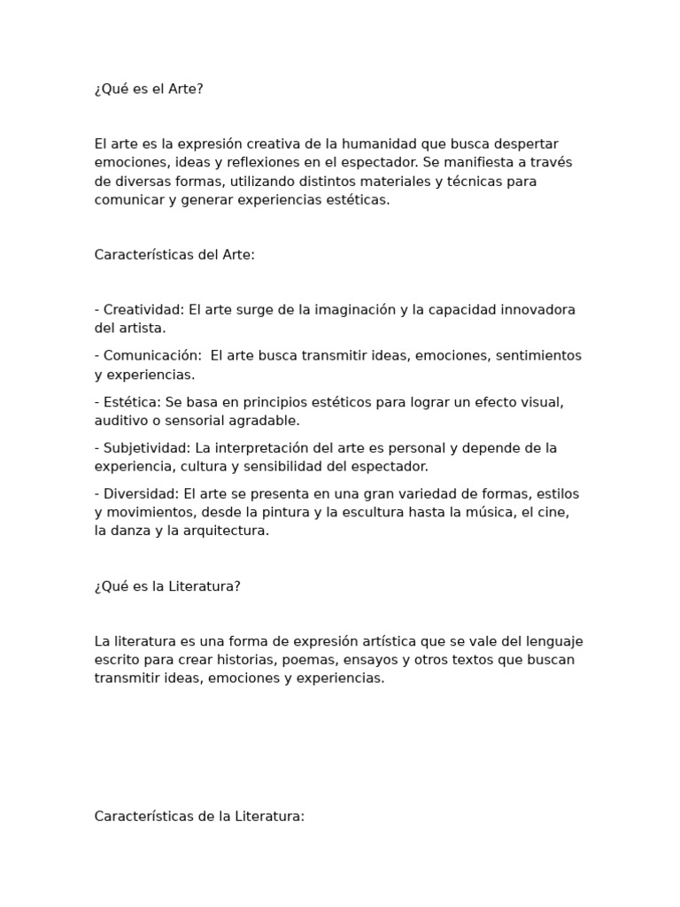 Arte y Literatura: Expresión Creativa | PDF