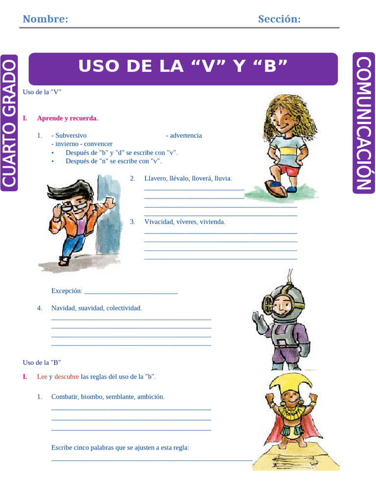 Uso de la V y B en Cuarto de Primaria | PDF