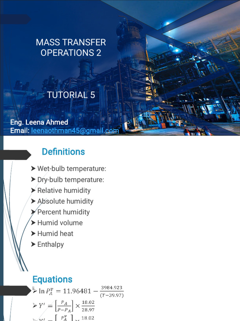 Mass Transfer Operations Tutorial 5 | PDF
