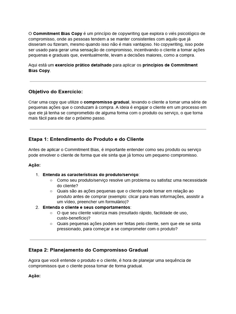 Como Usar Commitment Bias no Copywriting | PDF