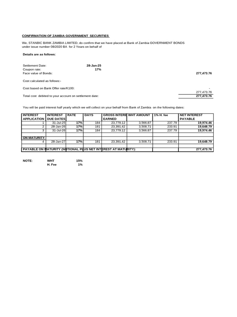 Bond Confirmation - New Version | PDF | Bonds (Finance) | Yield (Finance)