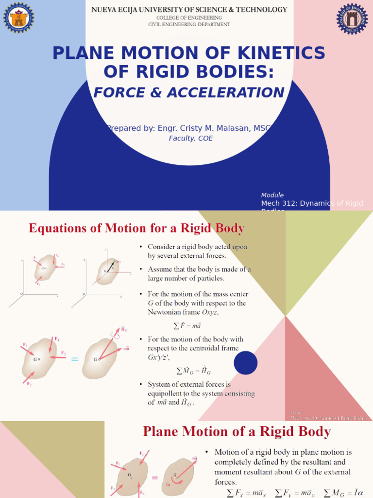 Plane Motion of Kinetics of Rigid Bodies | PDF