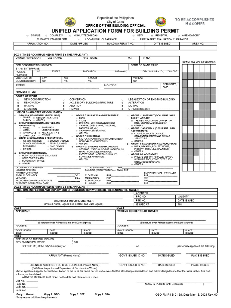 OBO FM PII B 01 v.00 Unified Application Form For Building Permit 2 | PDF