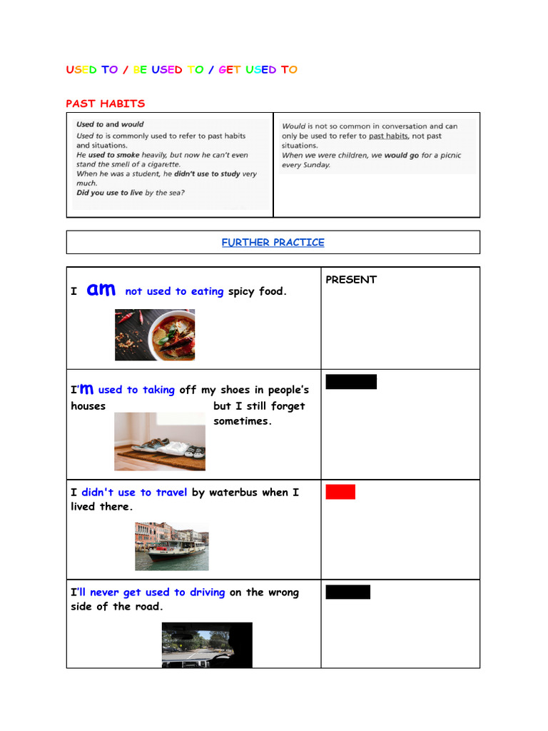 Used To - Be Used To - Get Used To - B2.3 Ge2 | PDF