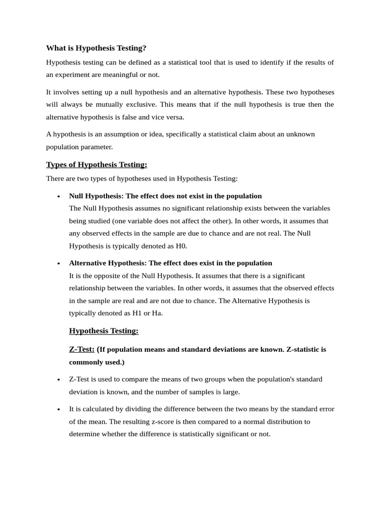 Unit V Hypothesis Testing | PDF | Hypothesis | Student's T Test