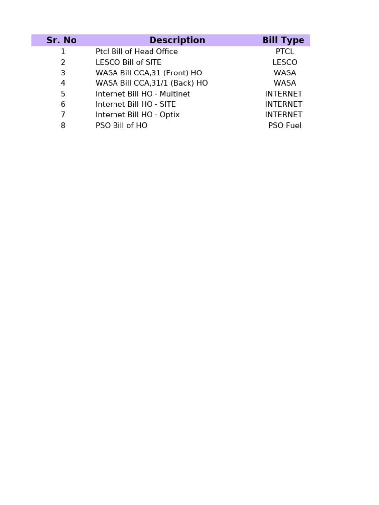 UTILITY BILLS RECORD | PDF