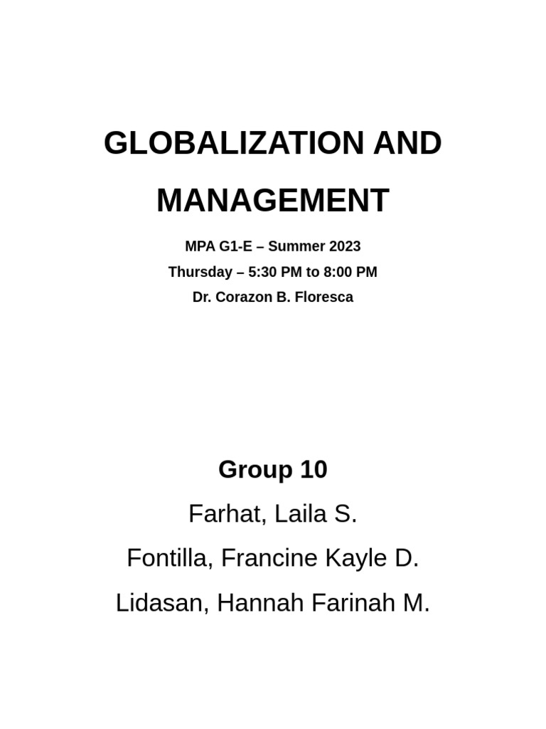 Task-2 Globalization and MNGT | PDF | Globalization | Entrepreneurship