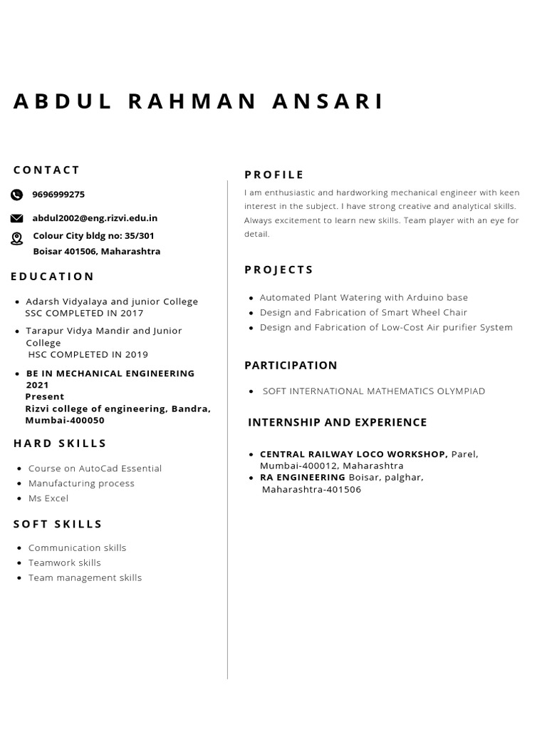 Gray and White Simple Clean Resume | PDF