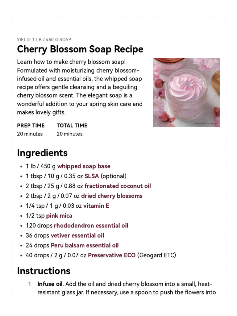Cherry Blossom Soap Recipe | PDF